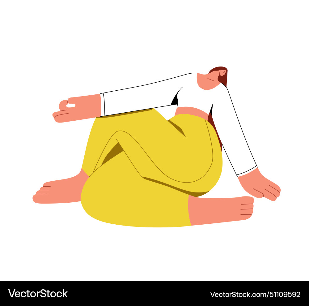 Person sits in ardha matsyendrasana pose twisting Vector Image