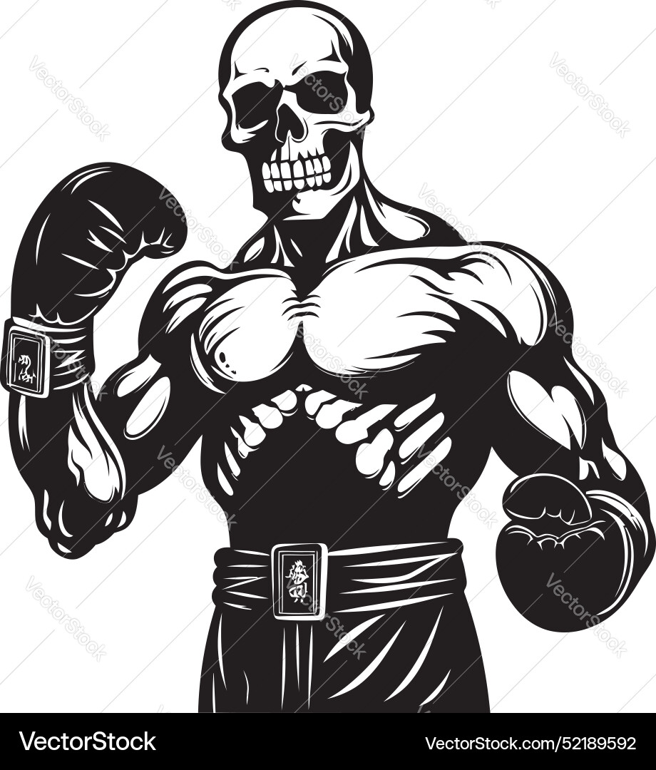 Skull crusher skeleton boxer design undead Vector Image