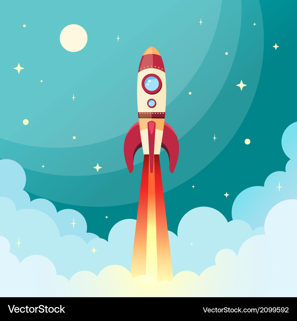 Space rocket print Royalty Free Vector Image - VectorStock