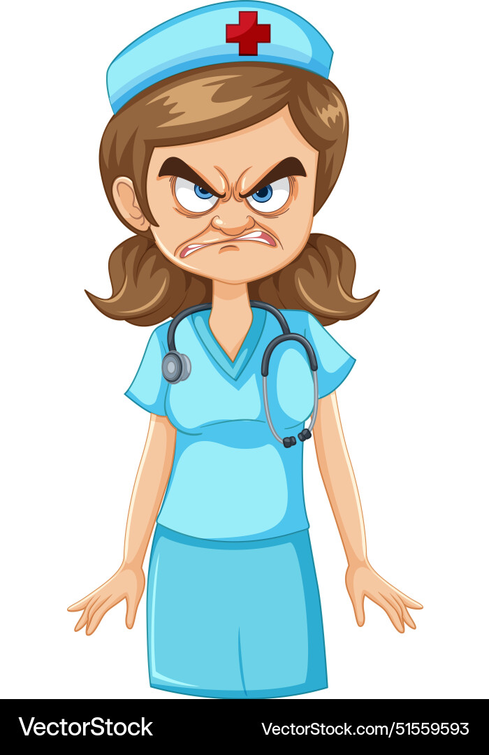 A cartoon nurse with an angry expression Vector Image