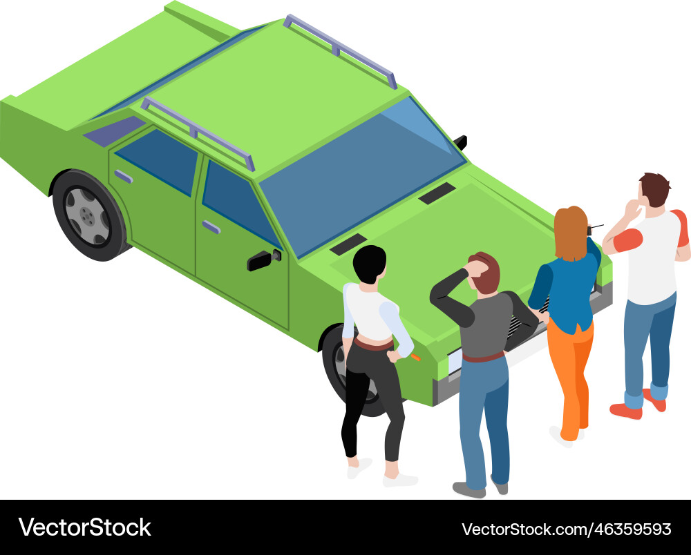 Car sharing friends composition Royalty Free Vector Image