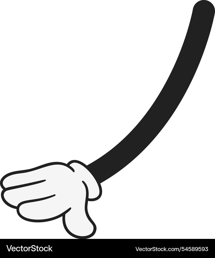 Comic black-and-white hand wearing glove Vector Image