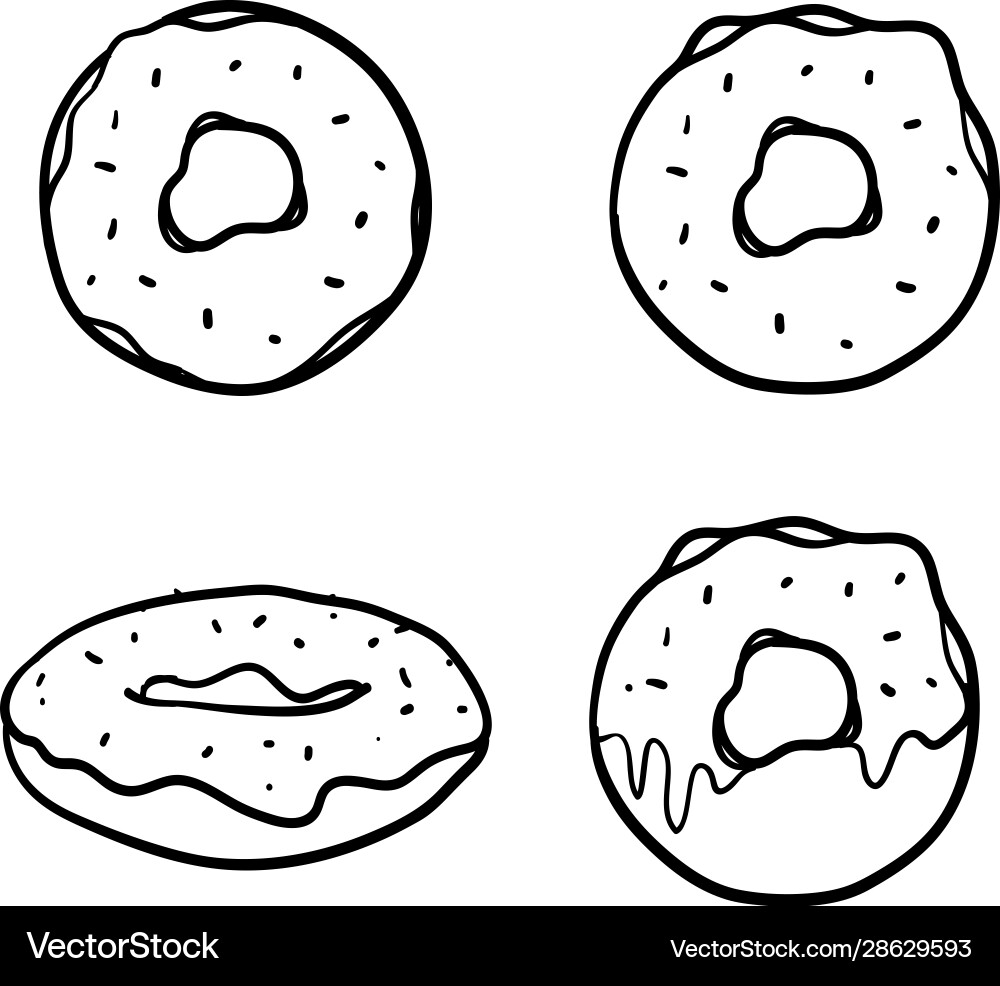 Doodle donut with hand drawn style isolated Vector Image