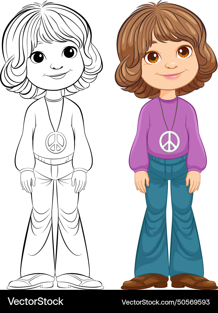 Girl with peace symbol Royalty Free Vector Image