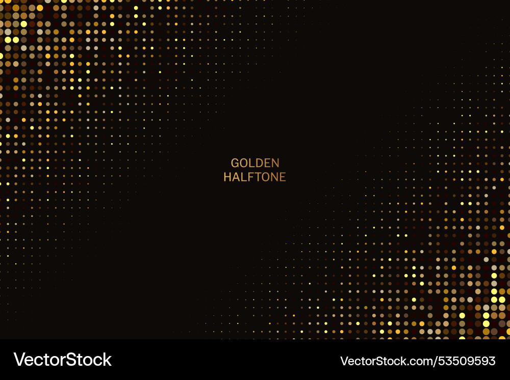Gold dotted halftone background Royalty Free Vector Image
