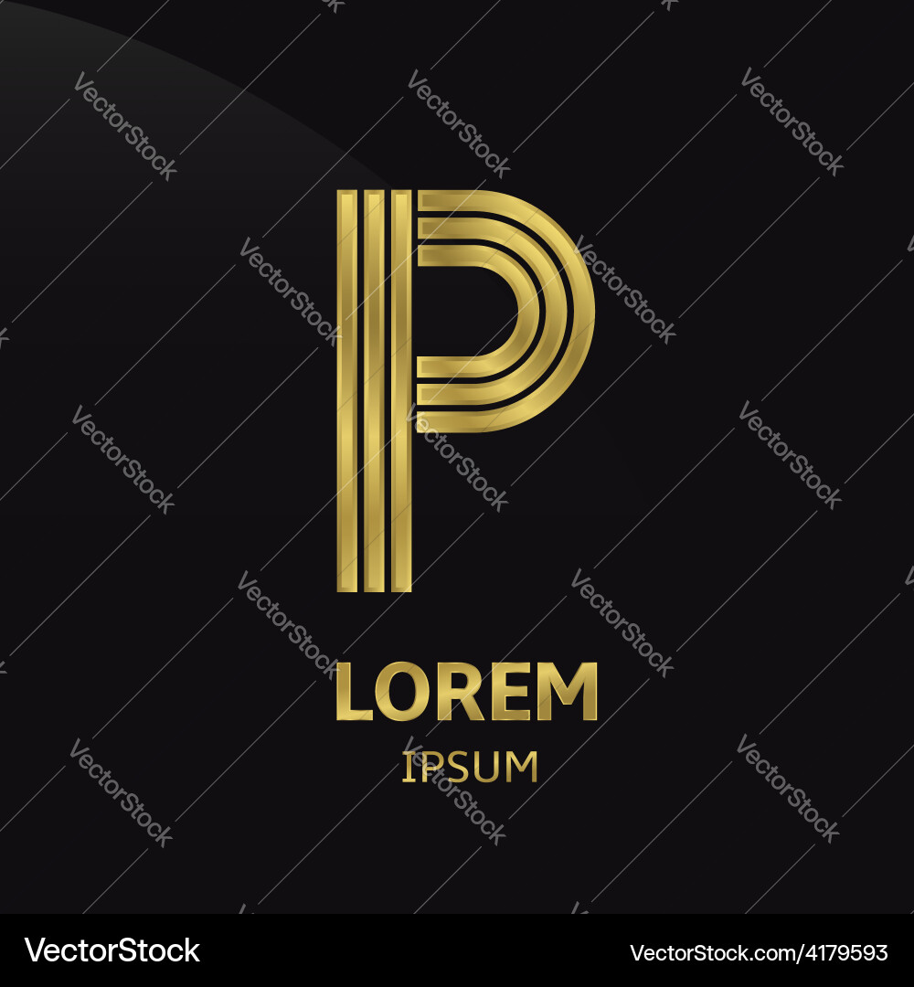 Golden Letter P Symbol Royalty Free Vector Image