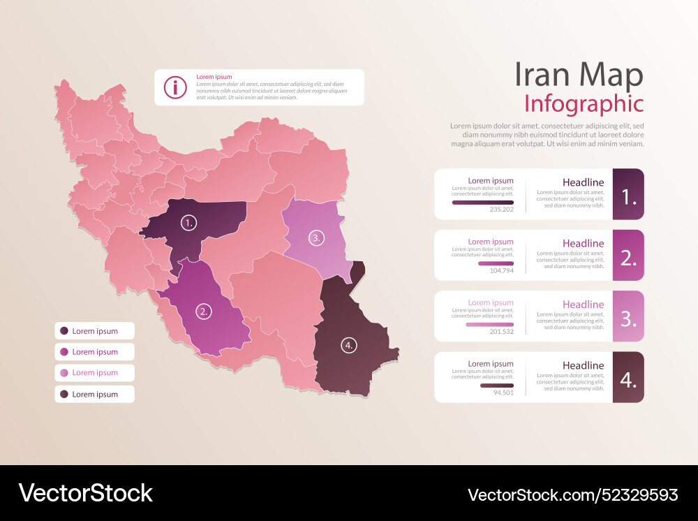Gradient iran map infographics Royalty Free Vector Image