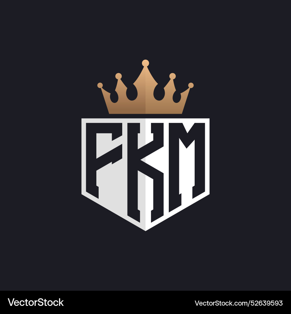 Luxury fkm logo with crown elegant initials Vector Image