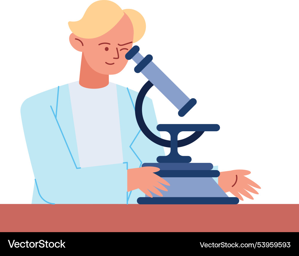 Scientist man with microscope Royalty Free Vector Image