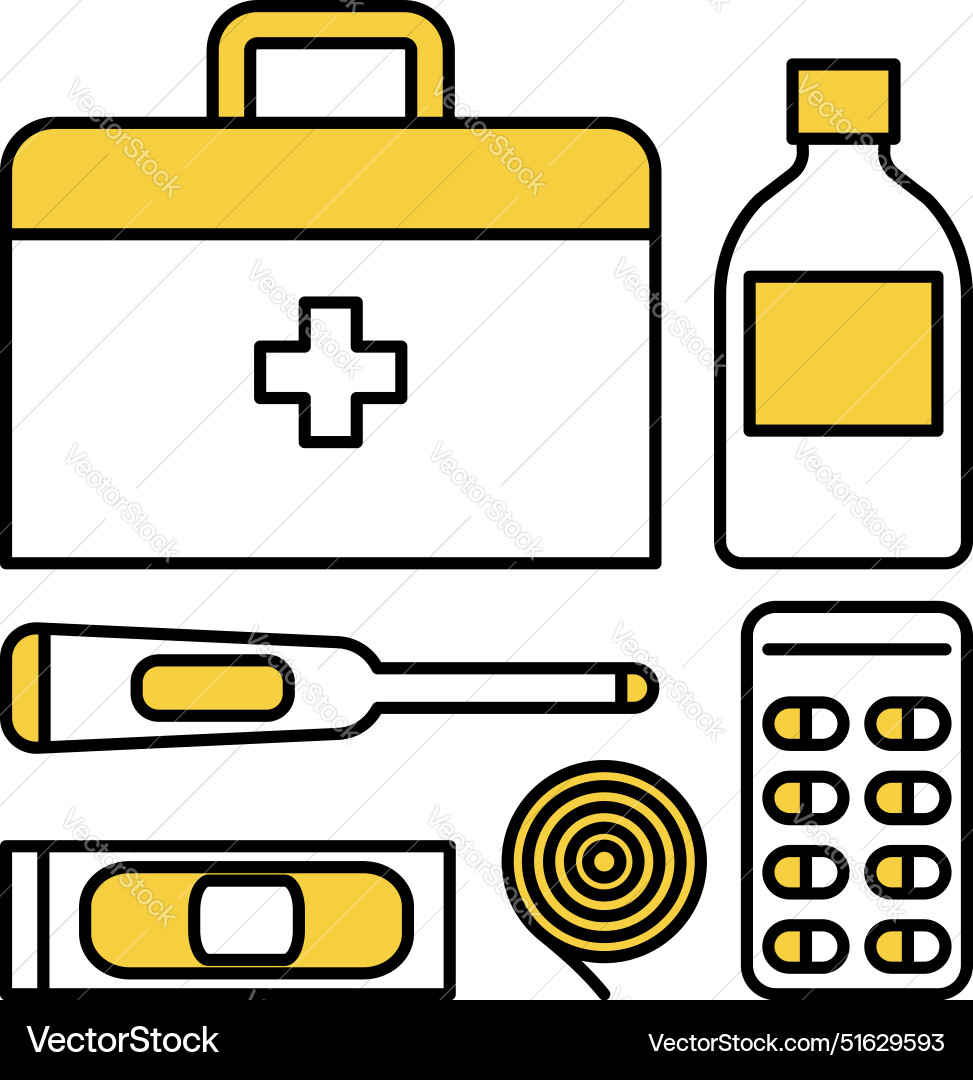 Simple line drawing icon of emergency kit Vector Image