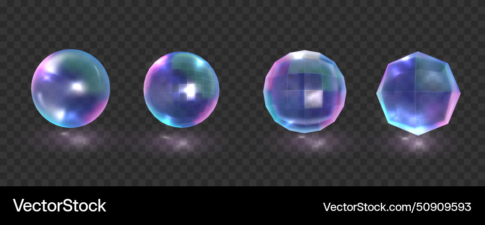 Transparent glass holographic sphere glossy Vector Image