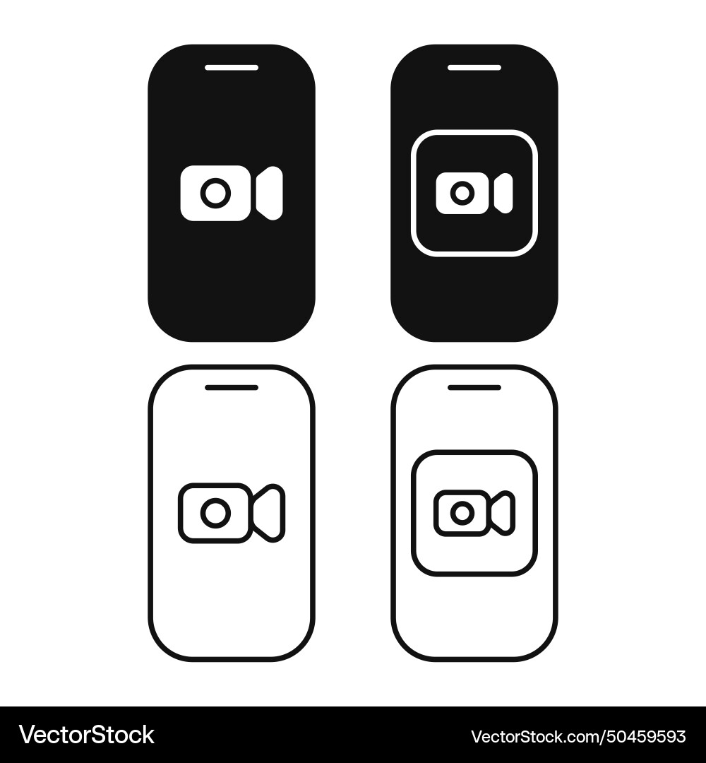 Video call camera icon on smartphone line shape Vector Image