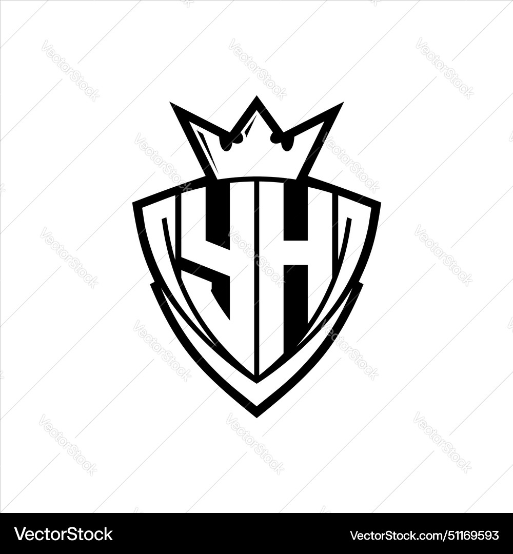 Yh letter logo with sharp triangle shield shape Vector Image