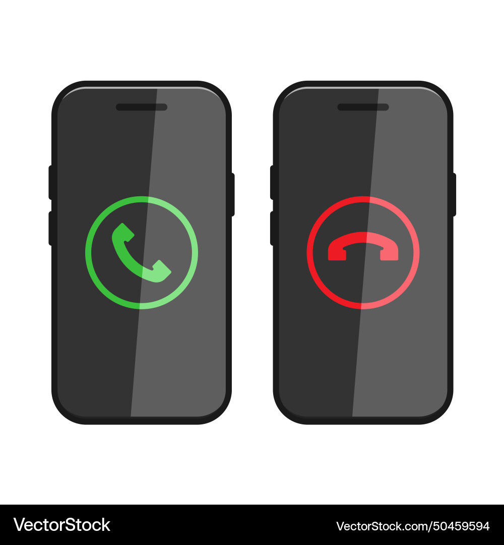 Call ring phone icon on smartphone shape set Vector Image