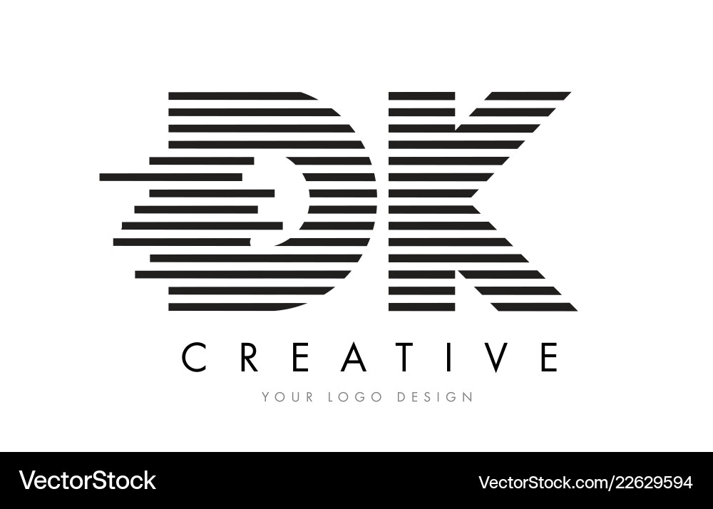 Dk d k zebra logo design mit schwarz Lizenzfreier Vektor