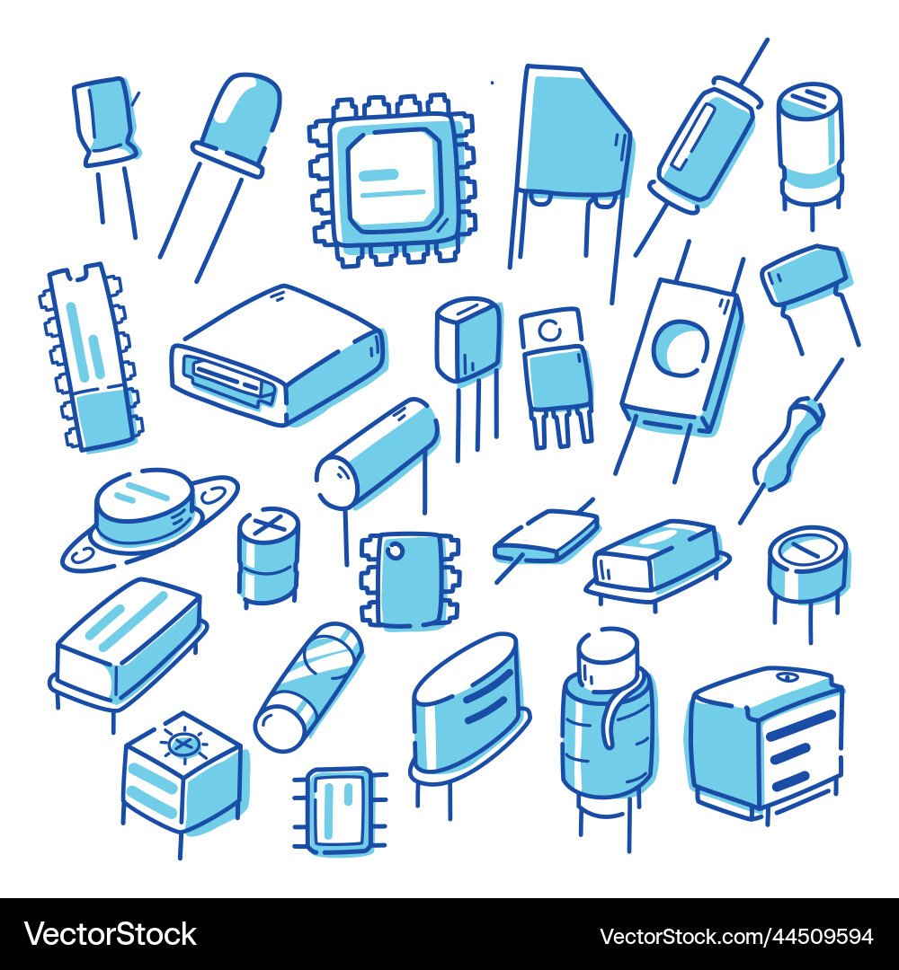 Electronic element drawing icon symbols Royalty Free Vector