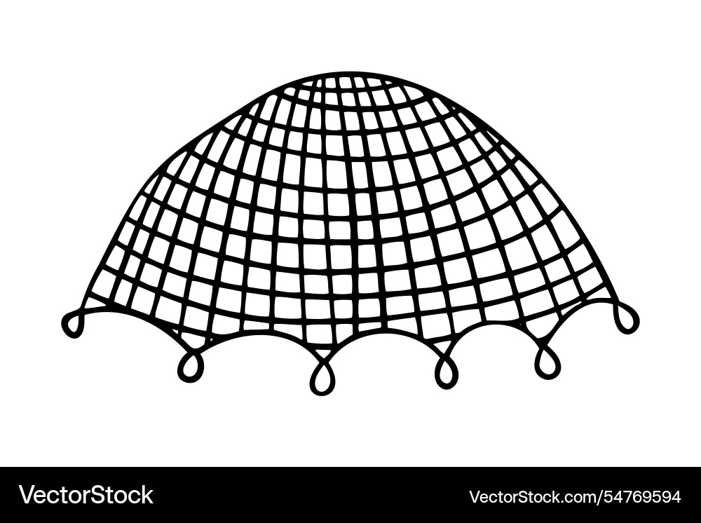 Fish net doodle hand drawn icon outline drawing Vector Image