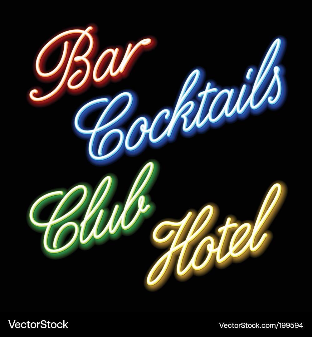 Glowing Neon Signs Collection Royalty Free Vector Image