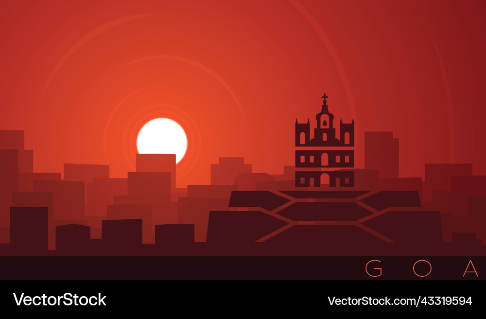 Goa low sun skyline scene Royalty Free Vector Image