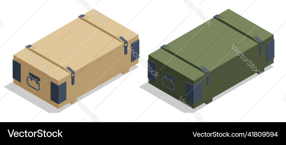 Isometric weapon box green ammunition boxes Vector Image