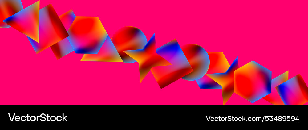 Neon color geometric shapes square triangle circle