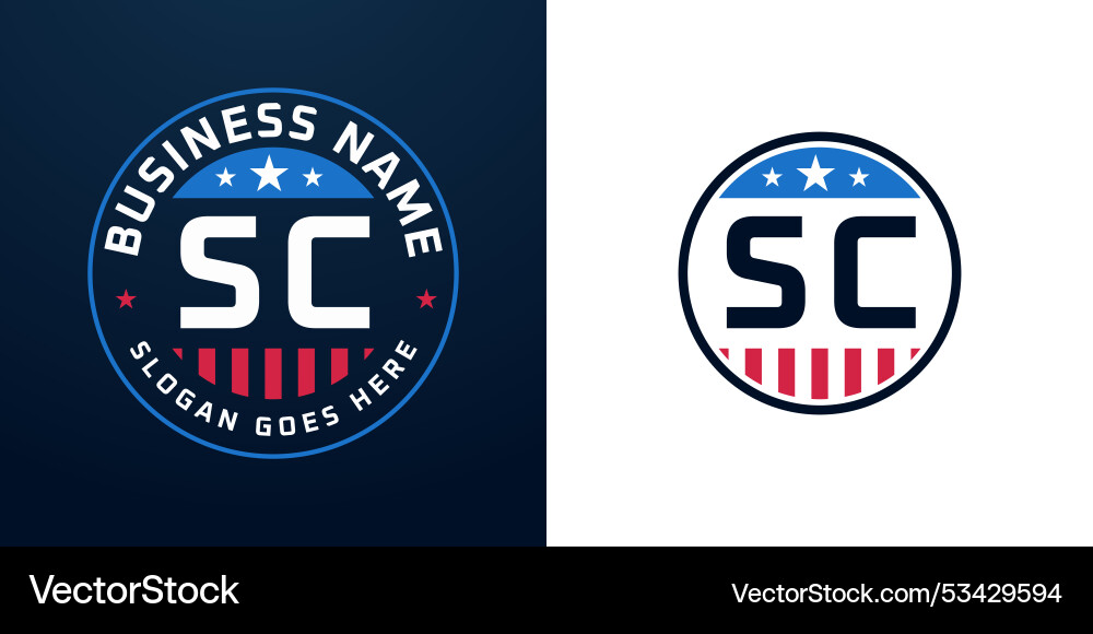 Patriotic sc logo design letter Royalty Free Vector Image