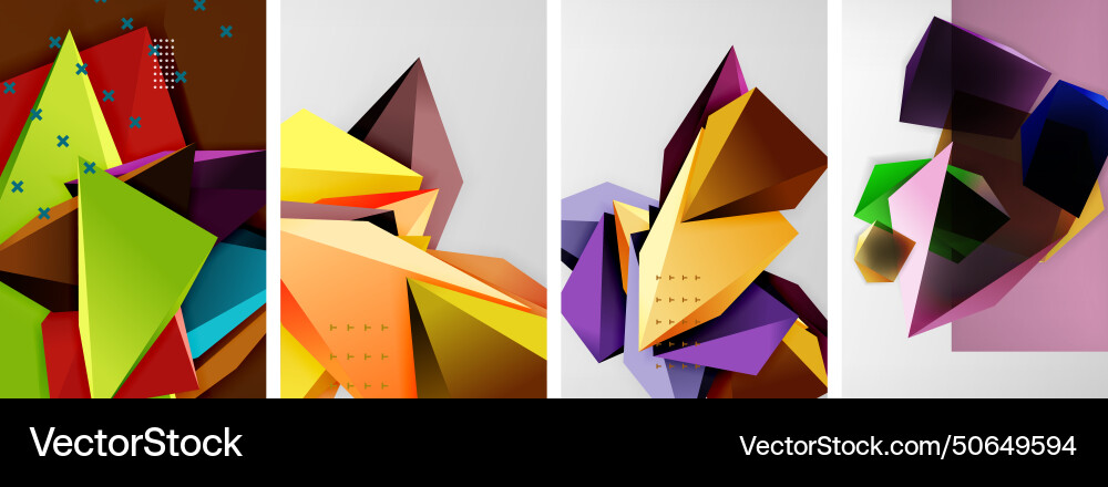 Trendy low poly 3d triangle shapes and other Vector Image