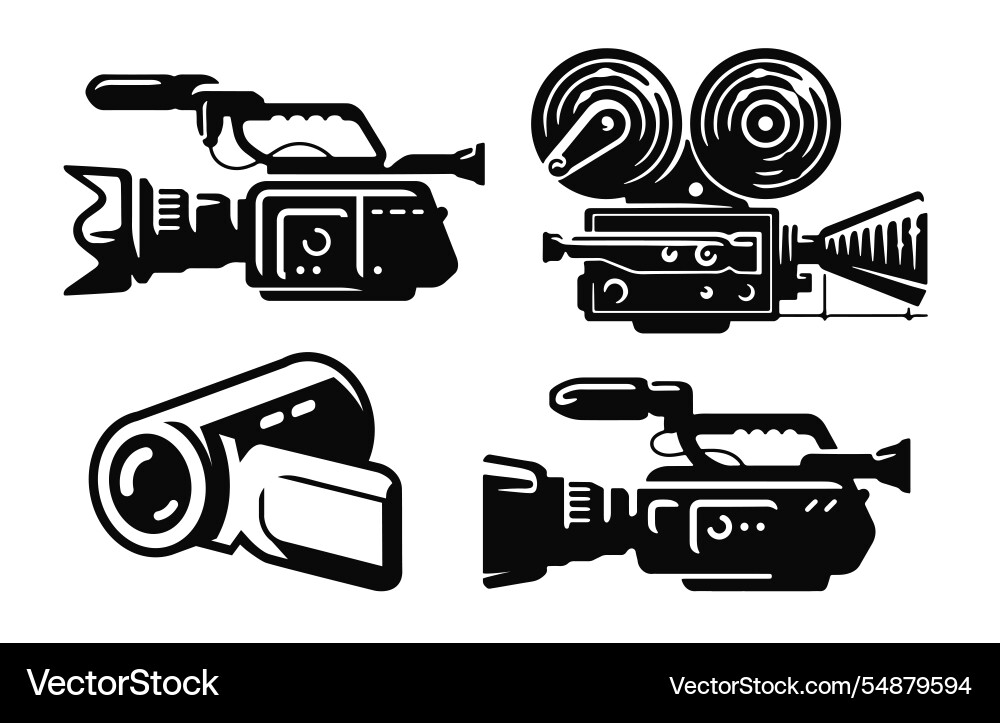 Video camera icon set television broadcast Vector Image