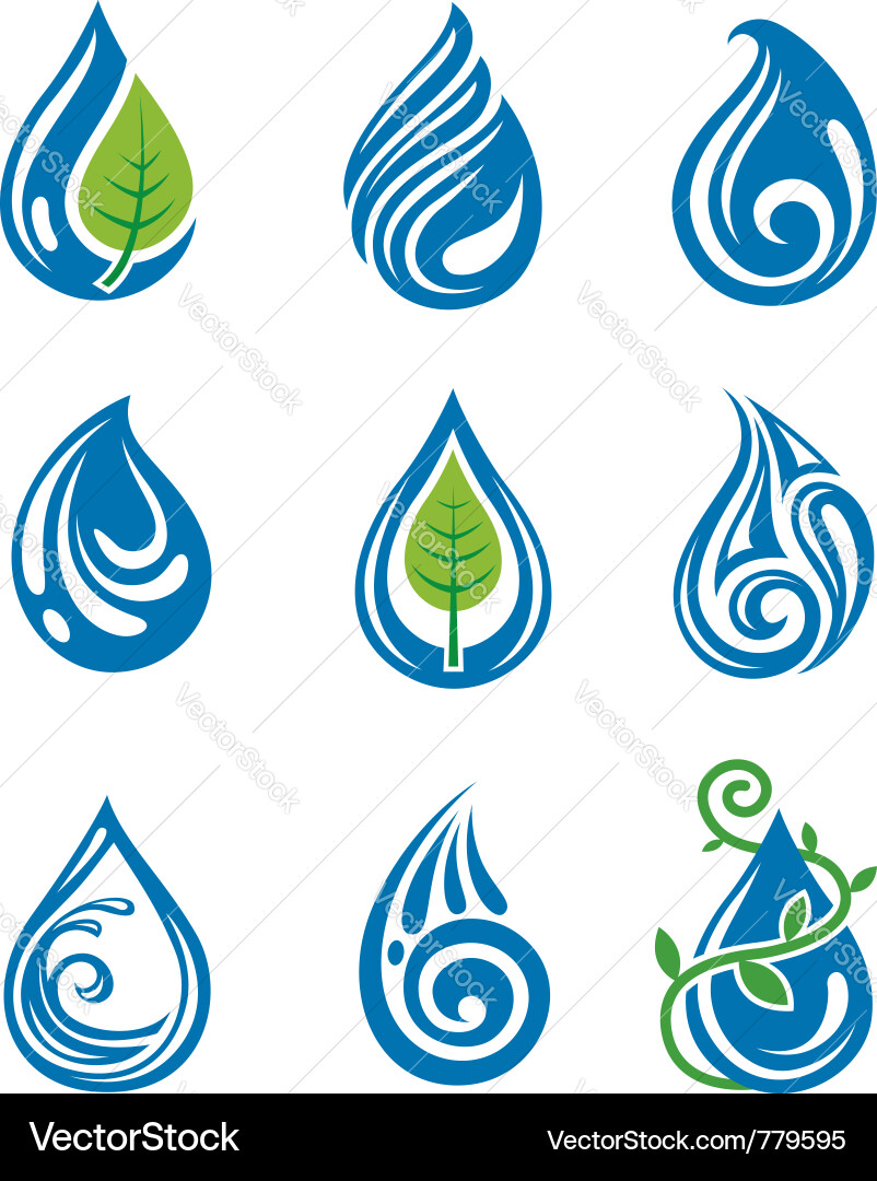 Water drops icons Royalty Free Vector Image - VectorStock