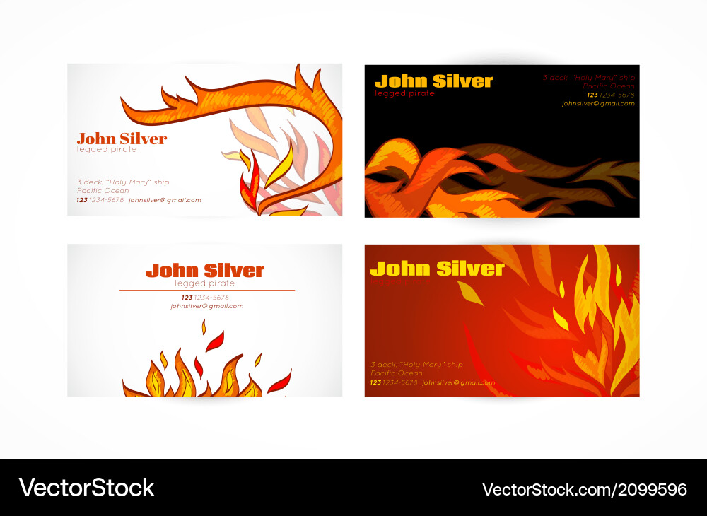 Business card fire Royalty Free Vector Image - VectorStock
