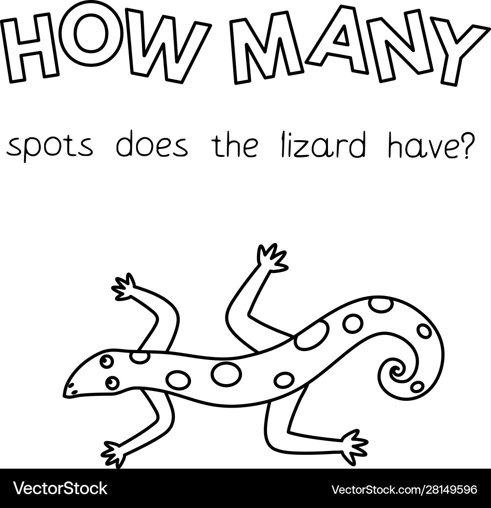 Cartoon lizard counting game coloring book Vector Image