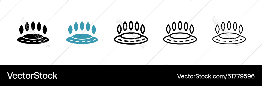 Fire burner icon set black filled and outlined Vector Image