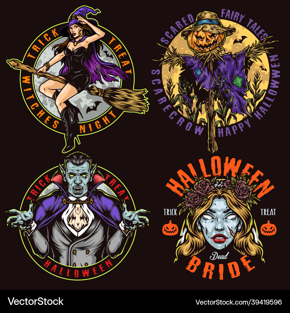 Halloween colorful designs set Royalty Free Vector Image