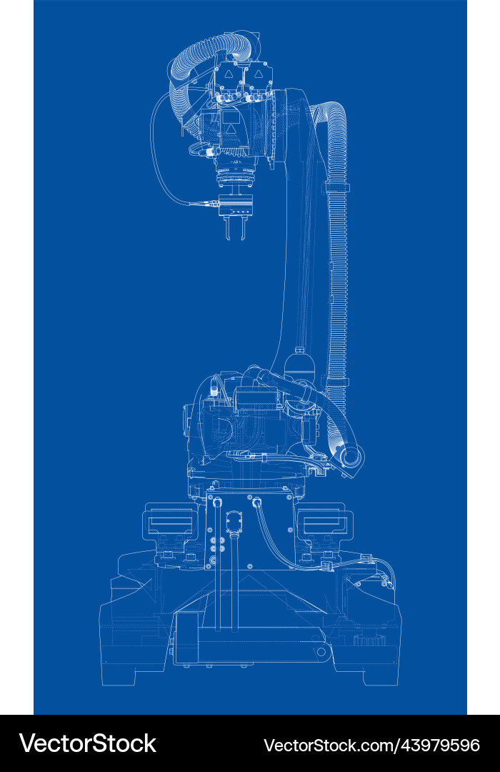 Industrial Robot Arm Blueprint Royalty Free Vector Image