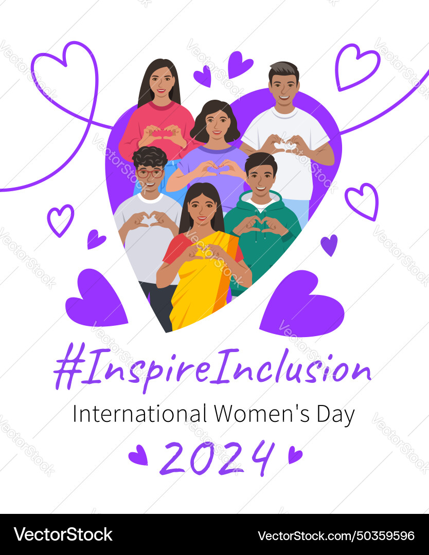 Inspire inclusion campaign pose international Vector Image