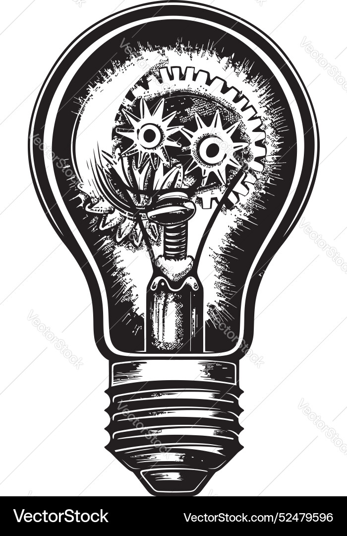Luminous gears steampunk bulb emblem steam Vector Image