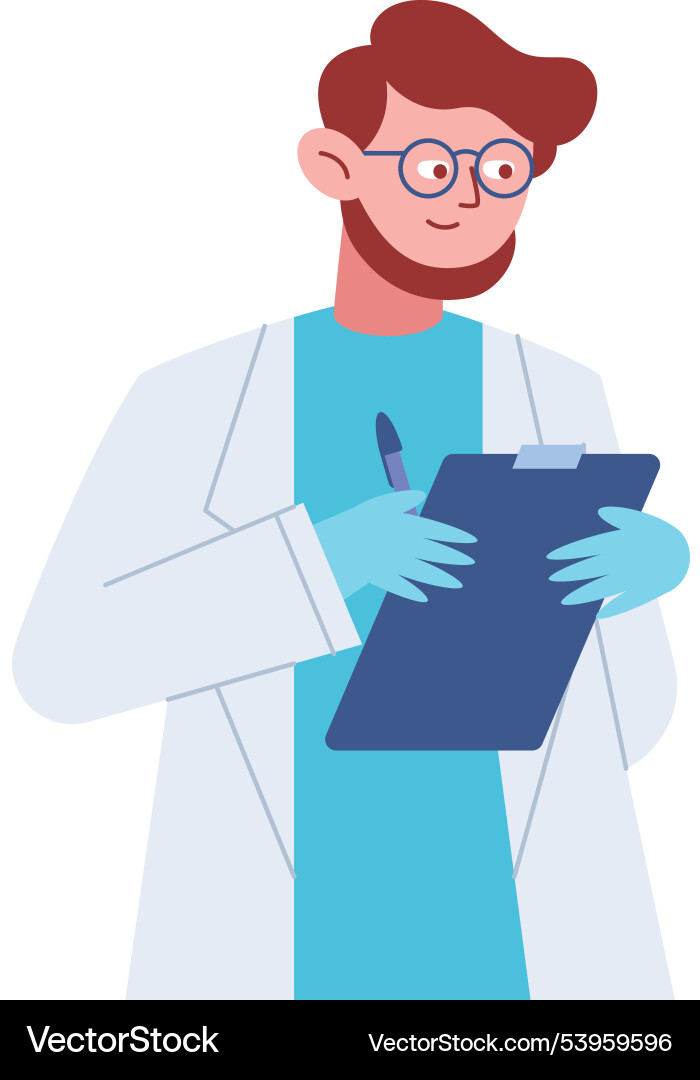 Male scientist with clipboard Royalty Free Vector Image