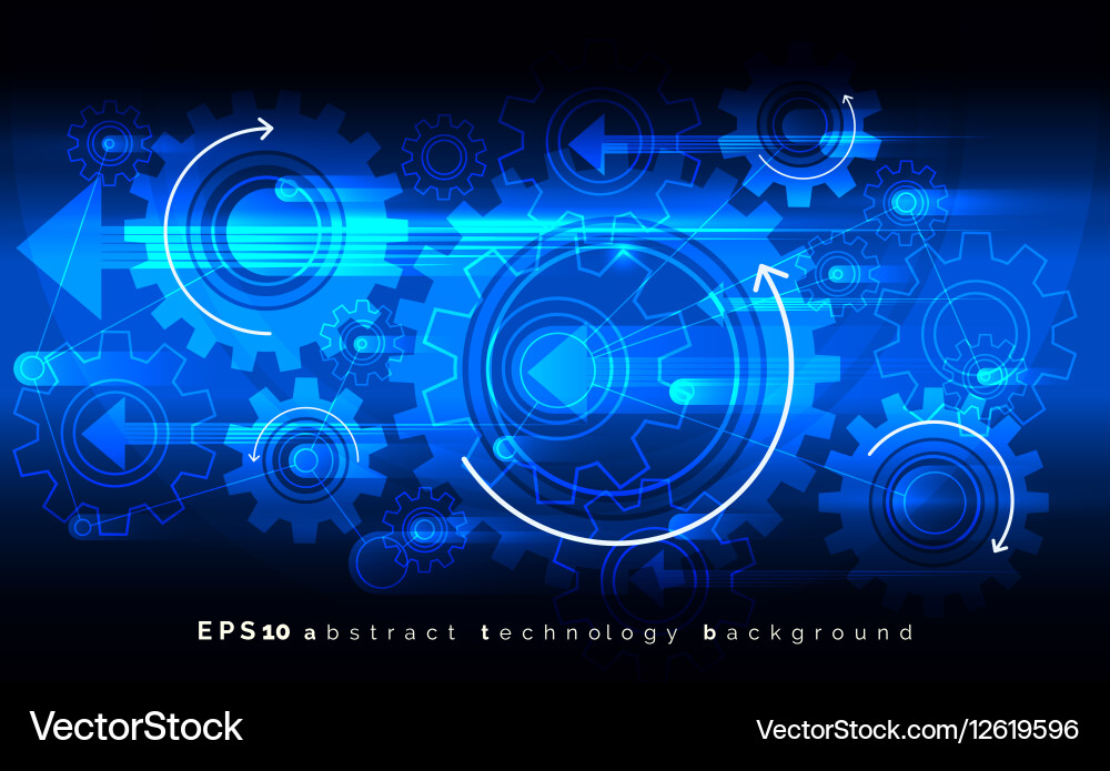 Mechanic blue background with gears digital Vector Image
