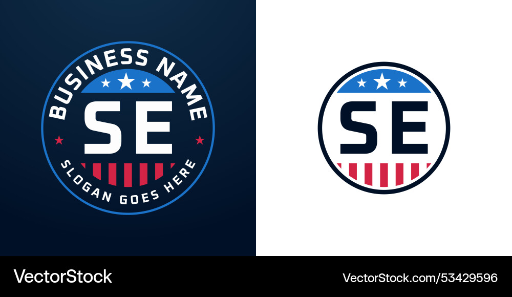 Patriotic se logo design letter Royalty Free Vector Image