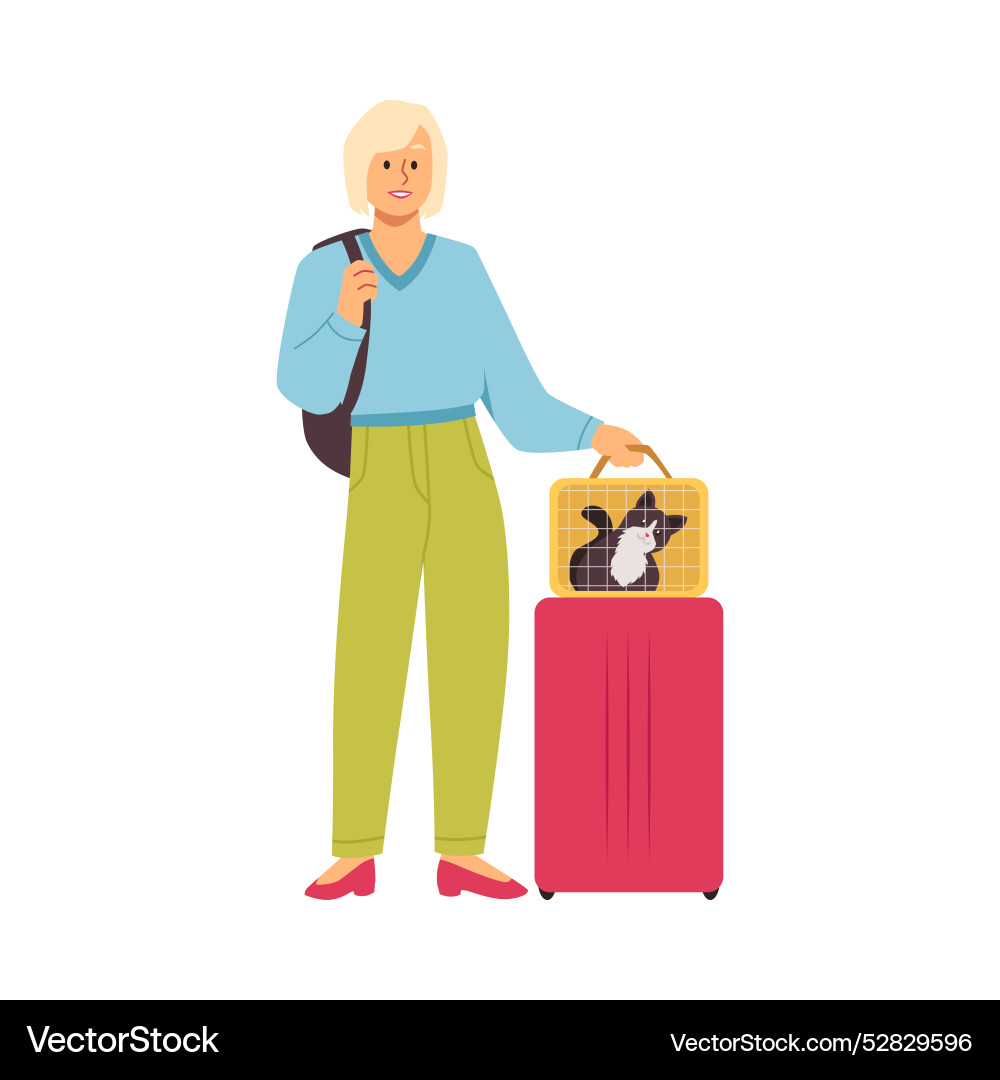 With a girl holding carrier Royalty Free Vector Image