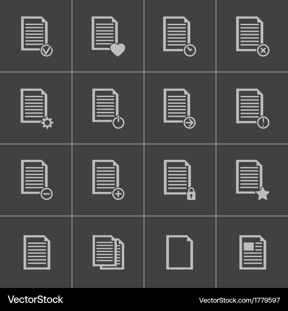 Black document icons set Royalty Free Vector Image
