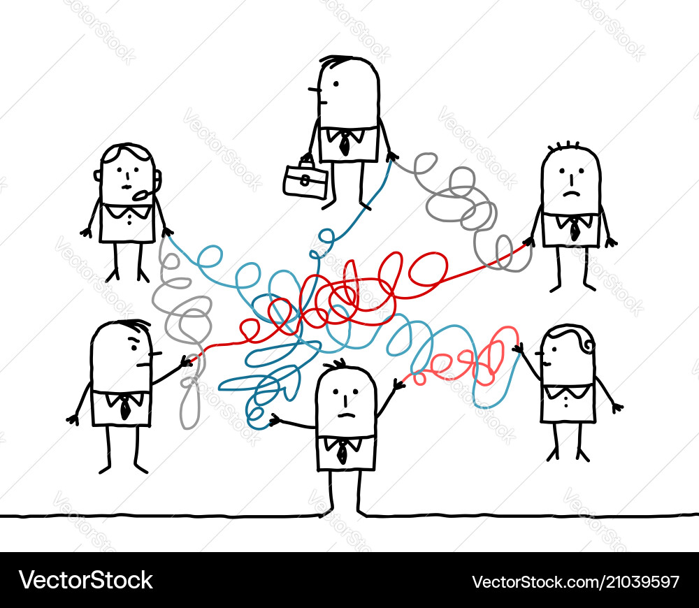 Business people connected by tangled strings Vector Image