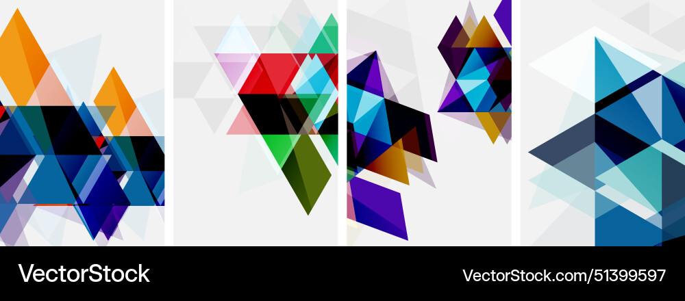 Colorful bright triangles with various colors and Vector Image