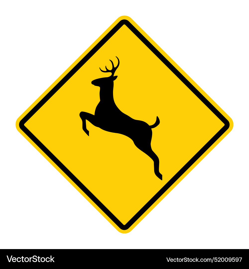 Deer crossing warning road sign Royalty Free Vector Image