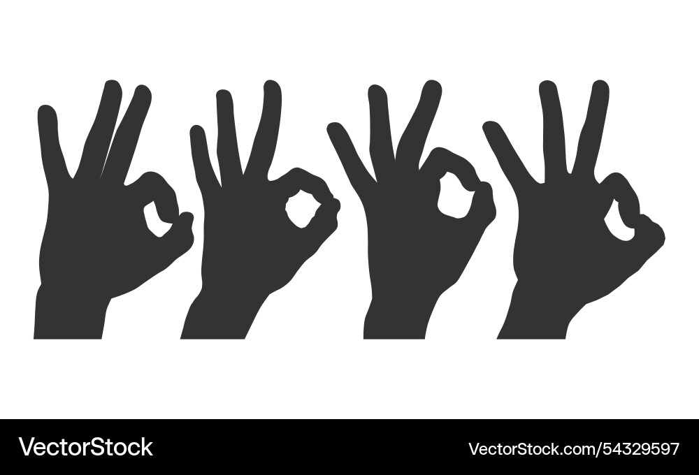 Ok hand gesture silhouette Royalty Free Vector Image