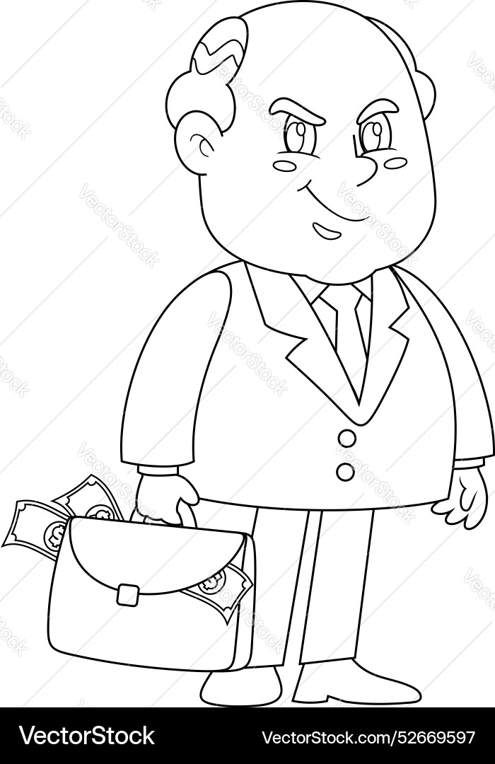 Outlined smiling business boss man Royalty Free Vector Image