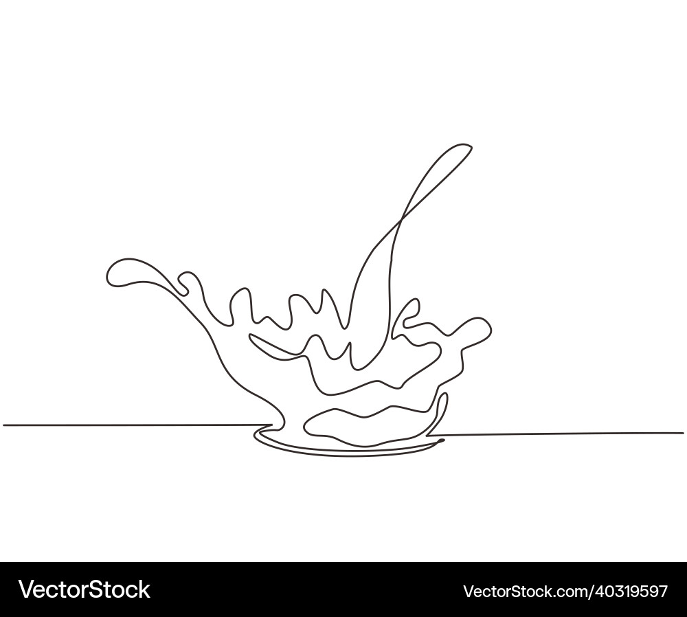 Single one line drawing water splash spray Vector Image