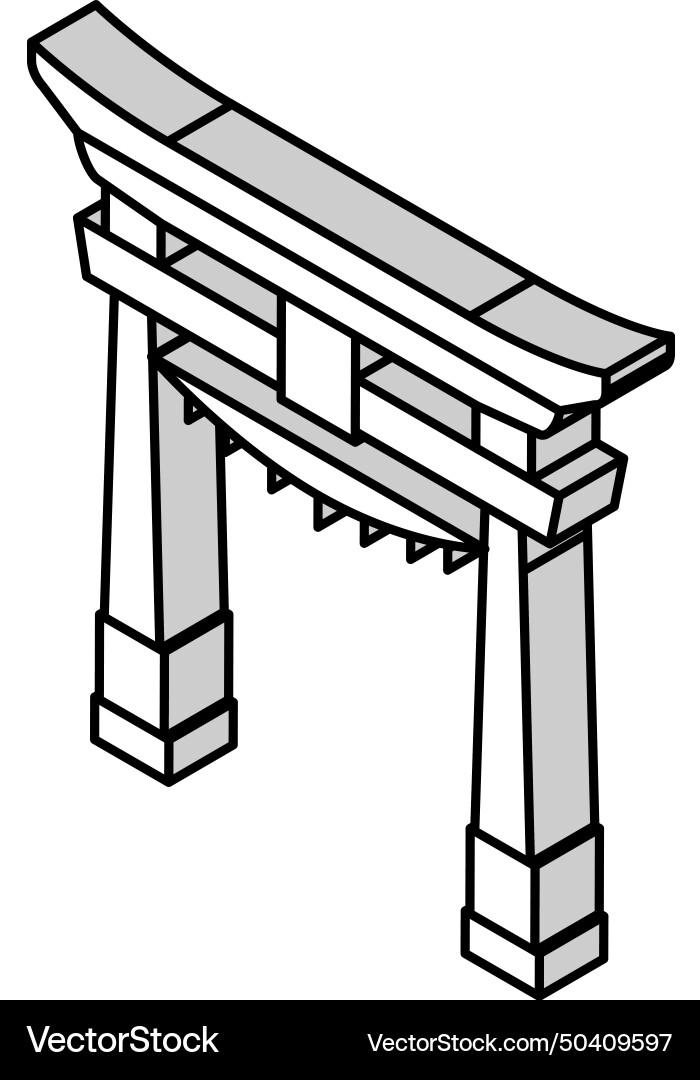 Torii gate shintoism isometric icon Royalty Free Vector