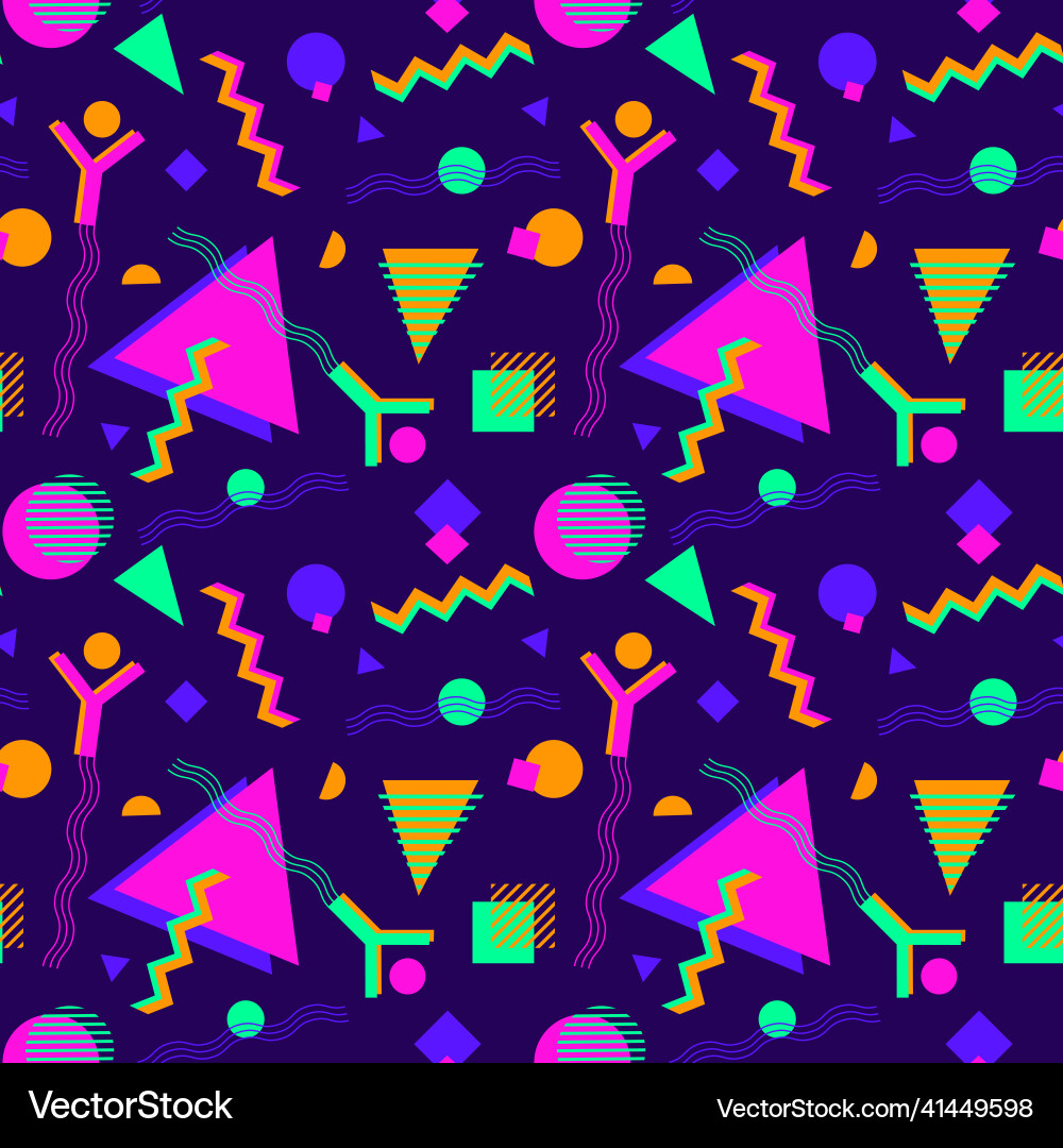 90s nostalgia bold color seamless pattern Vector Image