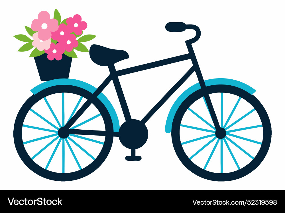 Cycle decoration by flower bouquet b Royalty Free Vector